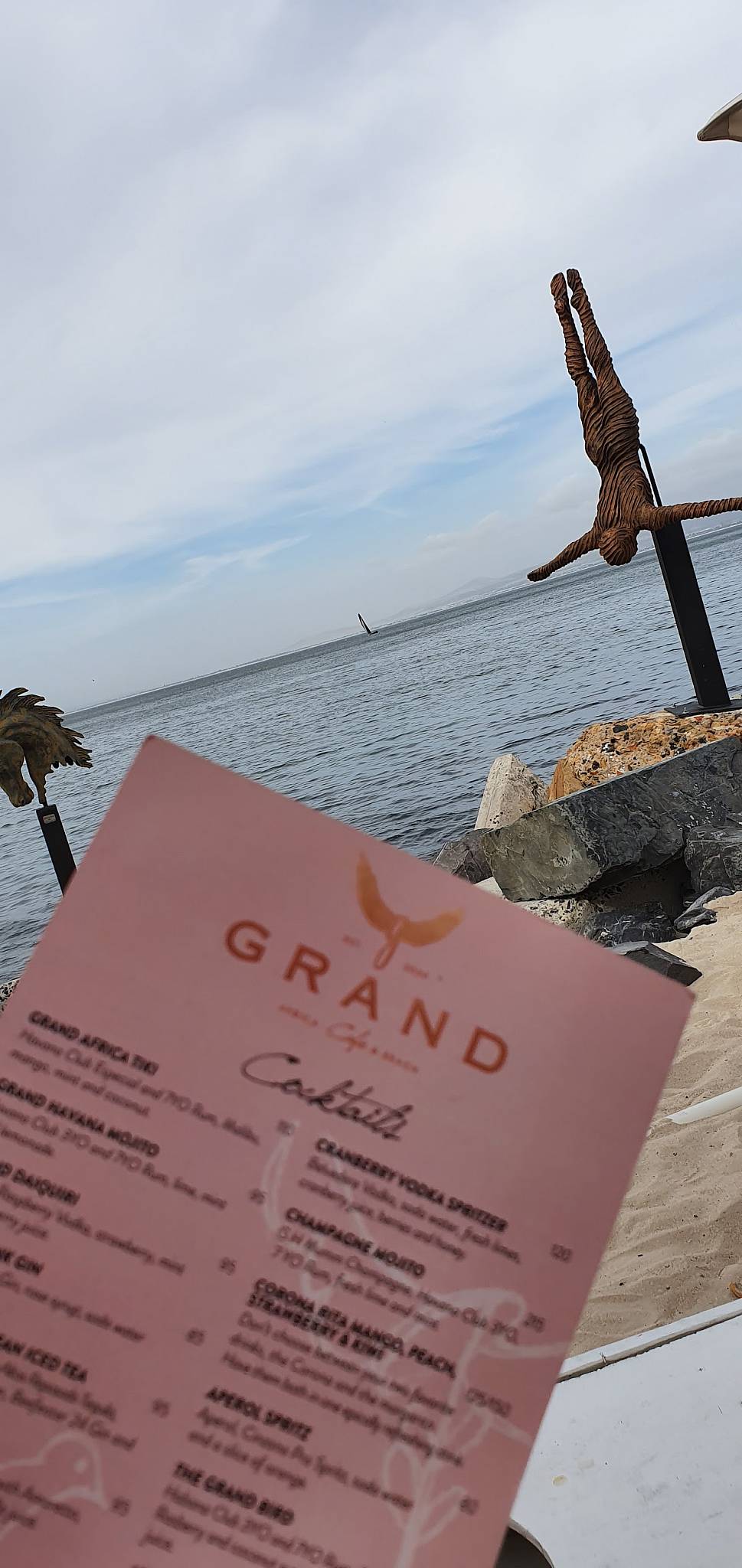 Menu at Grand Africa Café & Beach restaurant, Cape Town