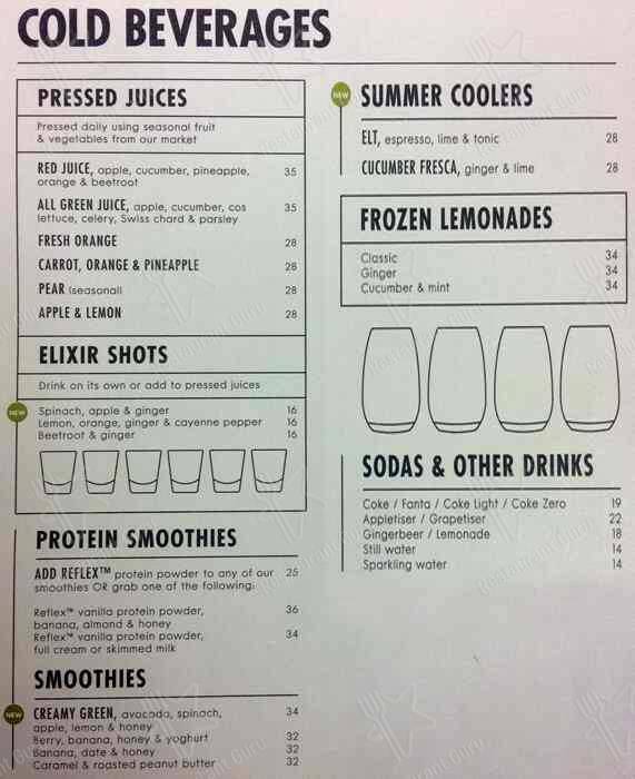 Menu at Woolworths cafe, Cape Town, Dreyer St