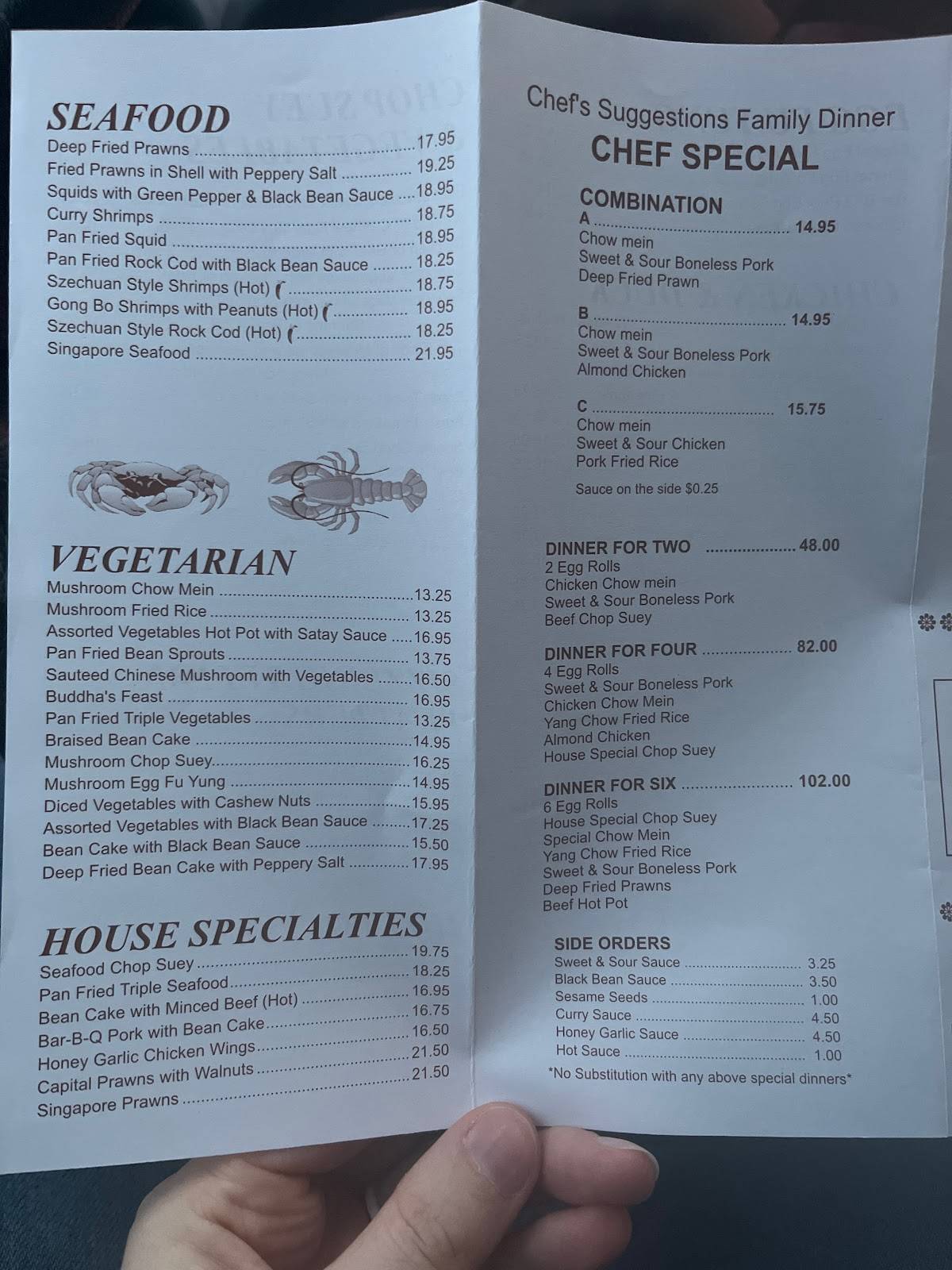 Menu at Capital Restaurant, Chilliwack