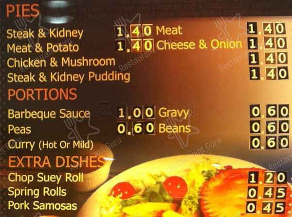 Menu at Captain Cod fast food, Salford, 189 Eccles Old Rd