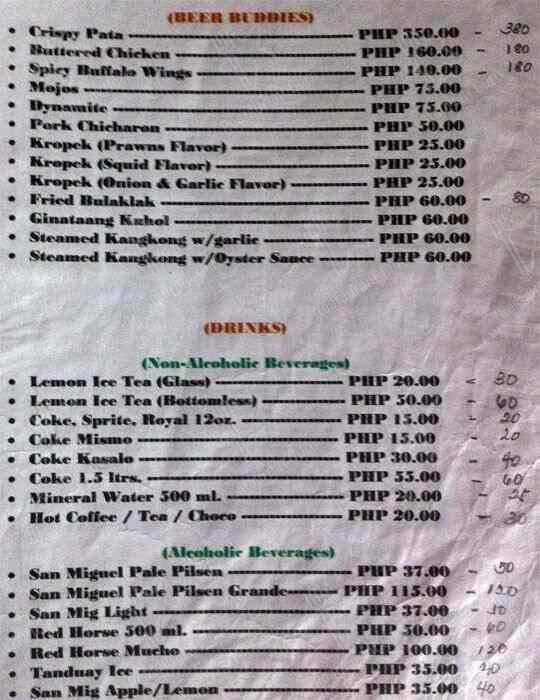 Menu at Captain Grill restaurant, Las Pinas