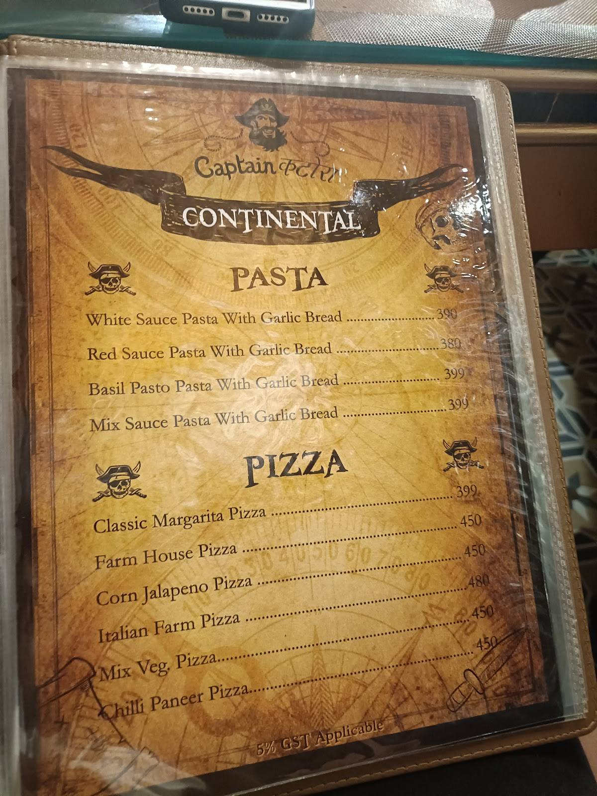 Menu at Captain Katora at Kabir Nagar, Durgapuri, Delhi