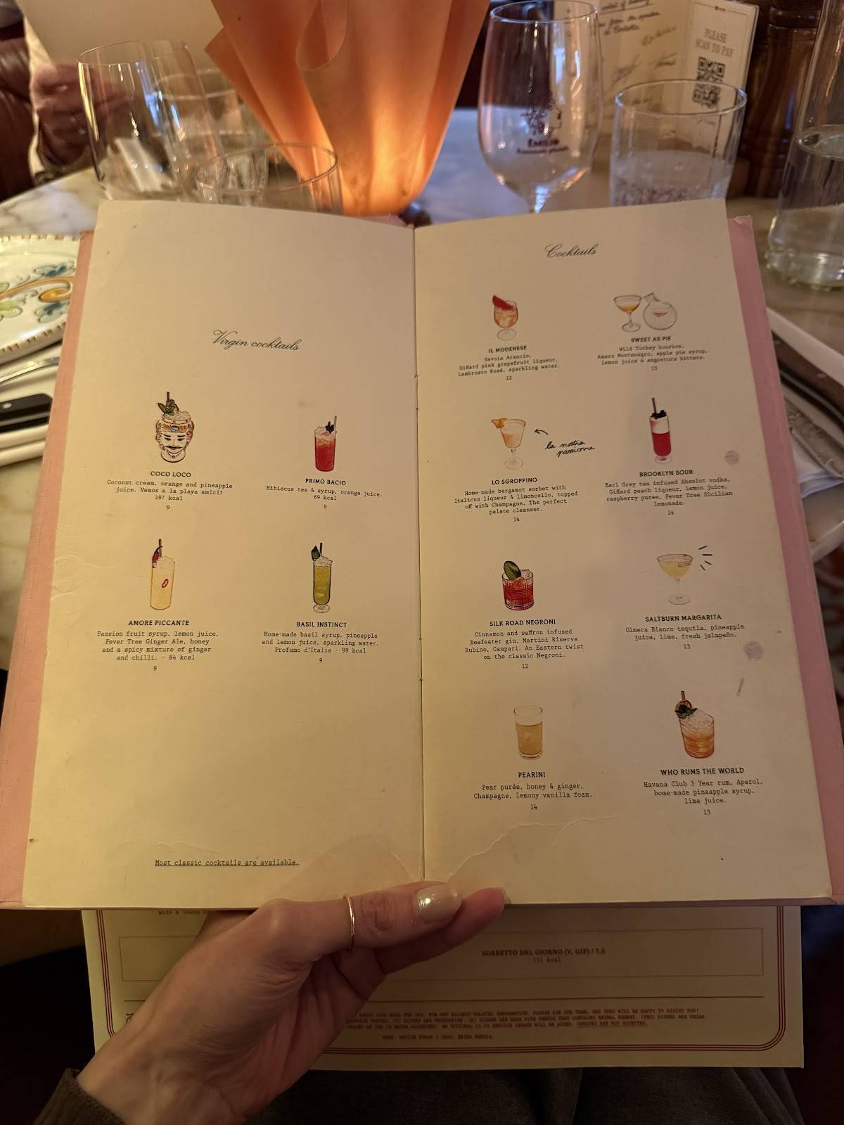 Menu at Carlotta restaurant, London
