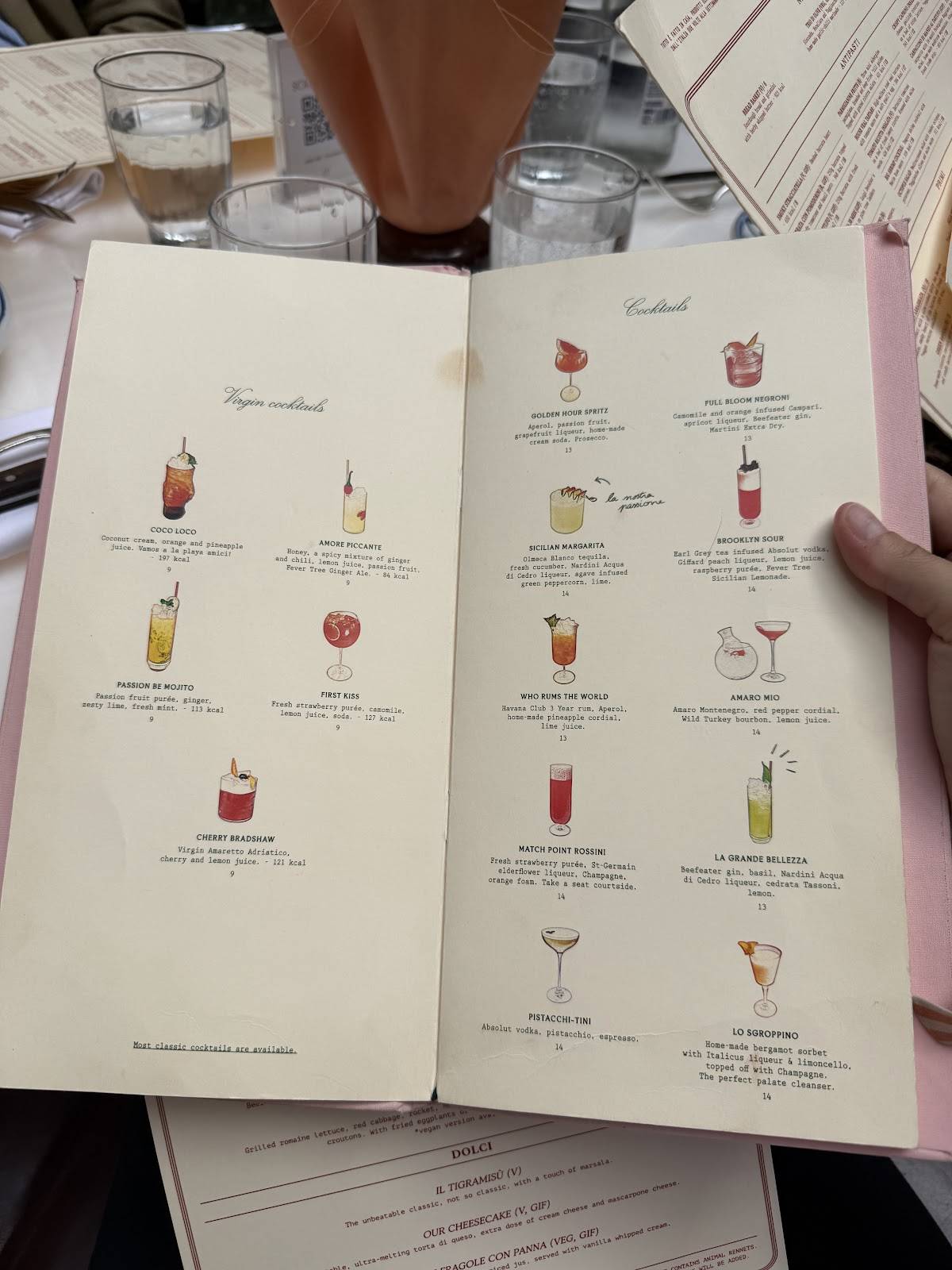 Menu at Carlotta restaurant, London