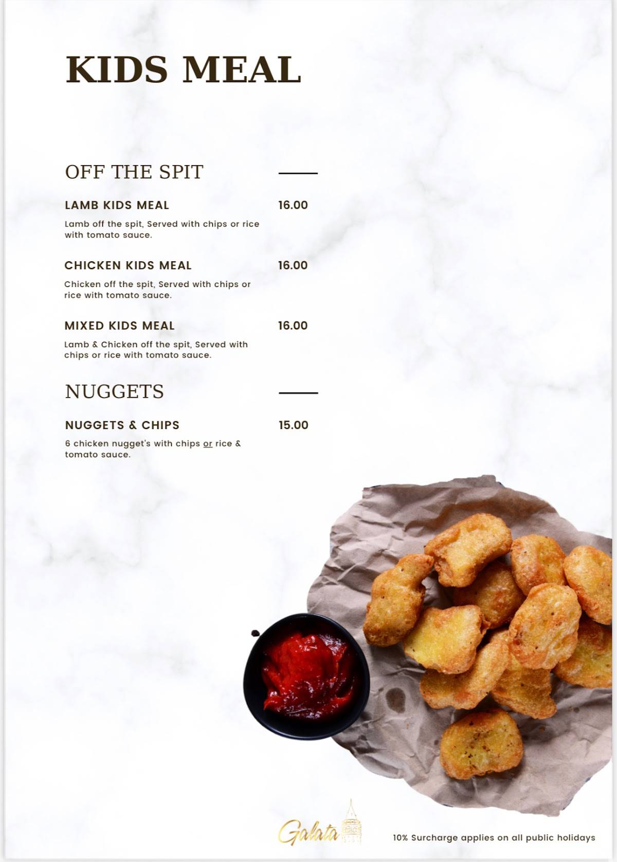 Menu at Galata Kebab and Grill restaurant, Caroline Springs
