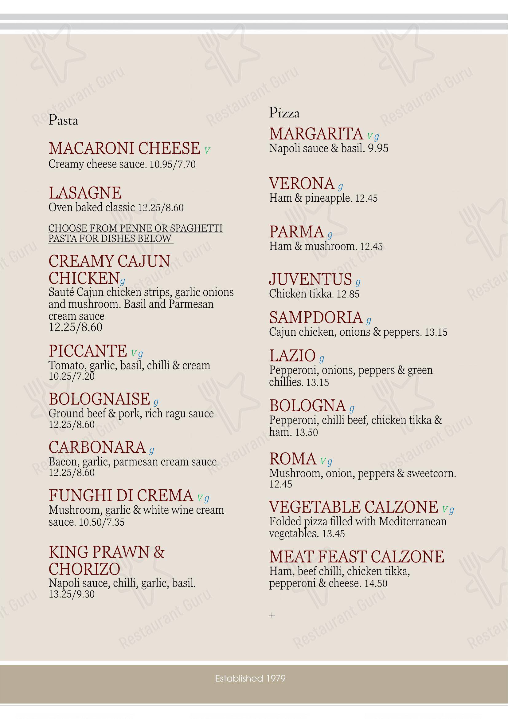 Menu at Carrigan's Hamilton restaurant, Hamilton