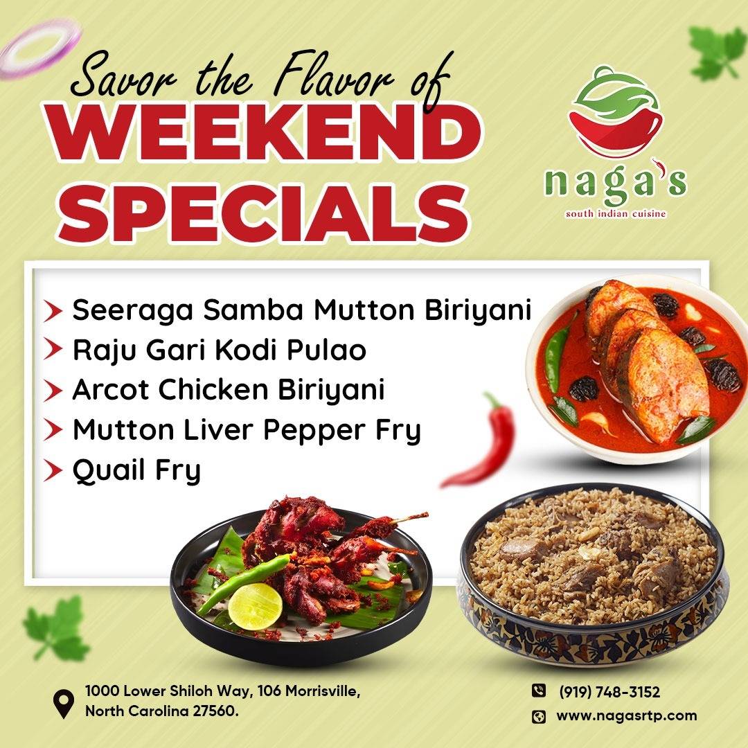 Menu at Naga's South Indian Cuisine restaurant, Morrisville