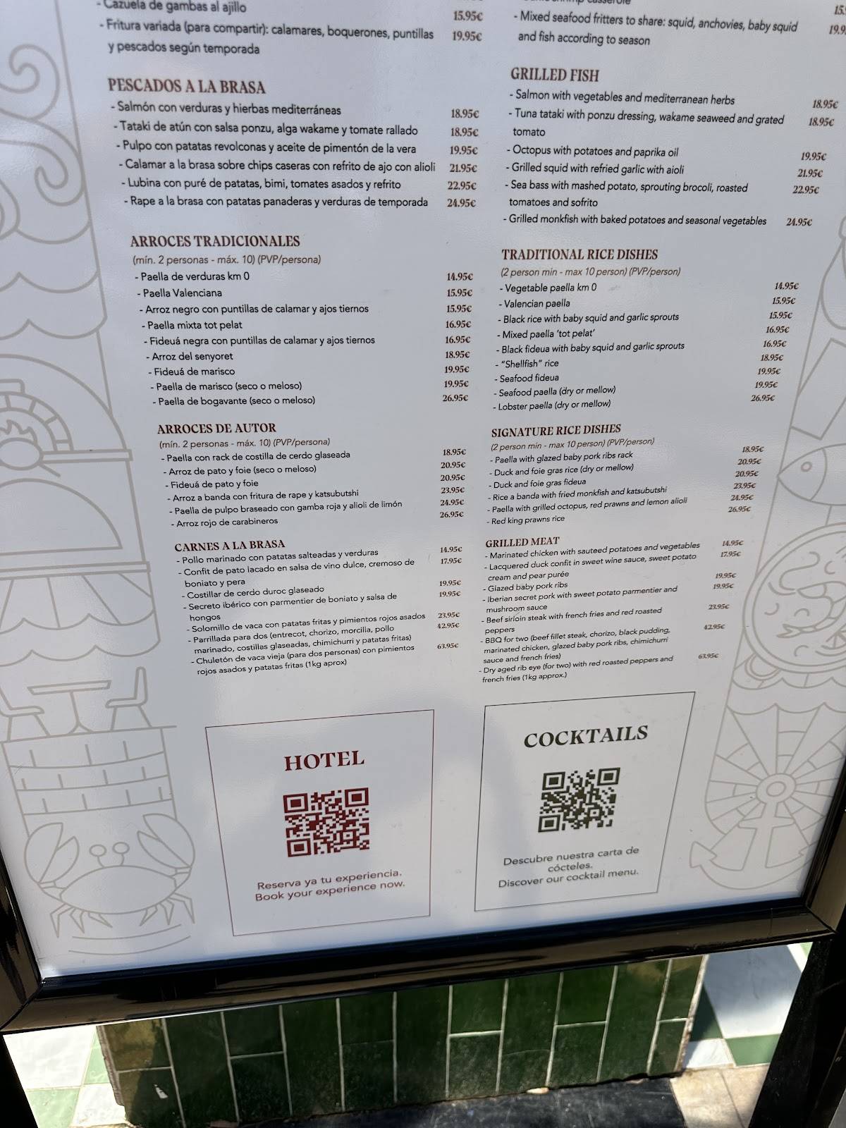 Carta de Casa Bassa Restaurant, Valencia