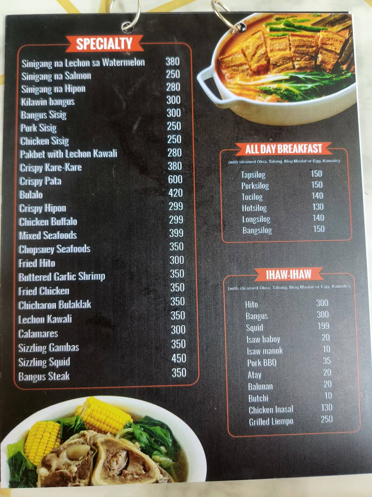 Menu at Casa Inasal Santa Barbara, Santa Barbara
