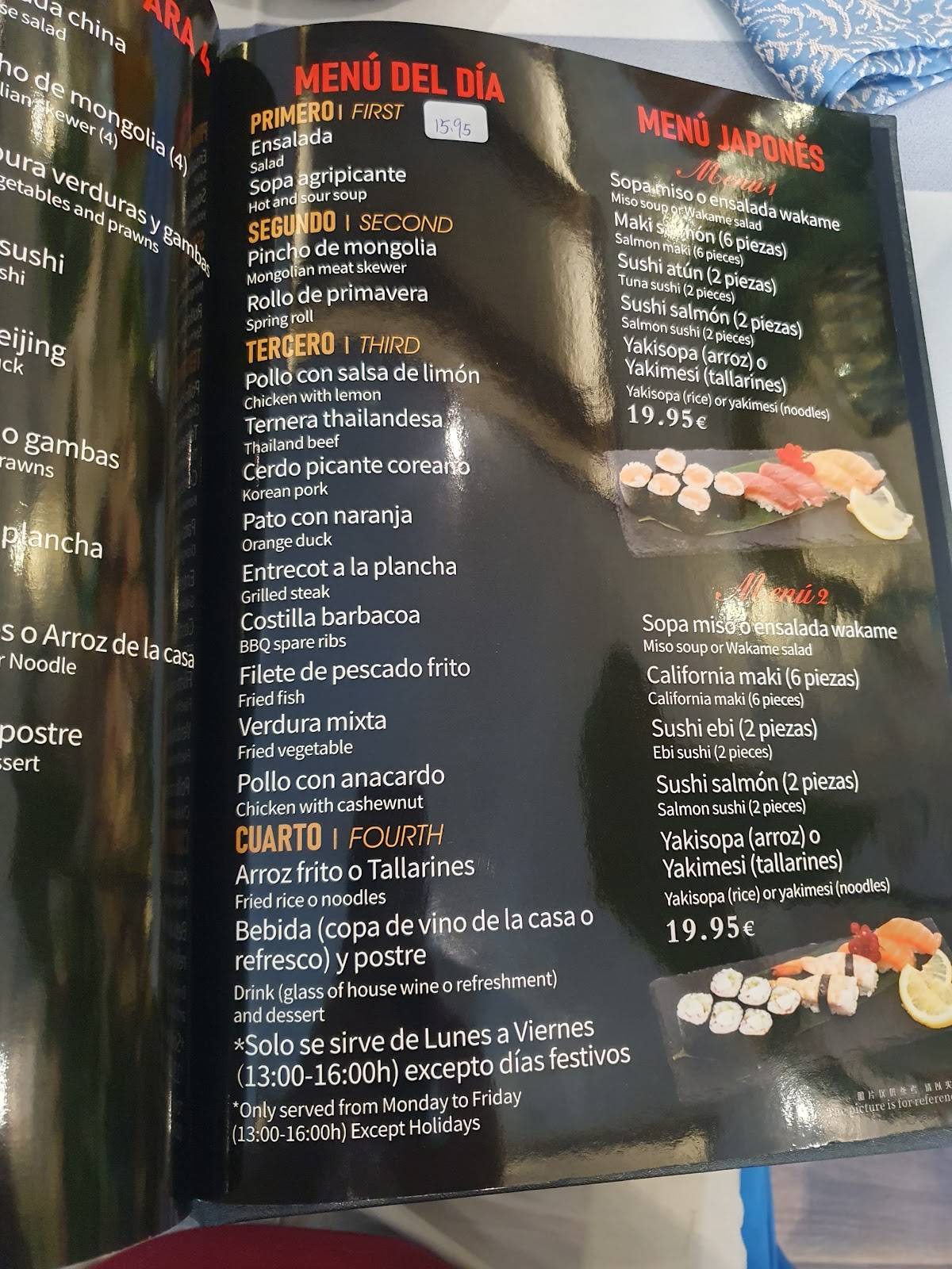 Menu at Casa Lili restaurant, Moraira