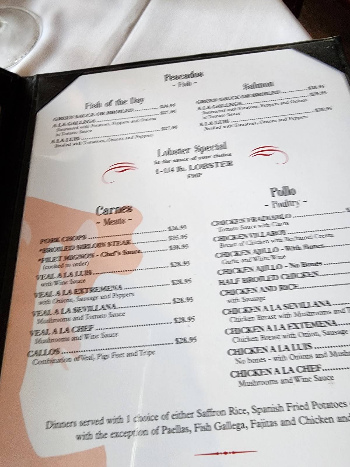 Menu at Casa Luis restaurant, Smithtown