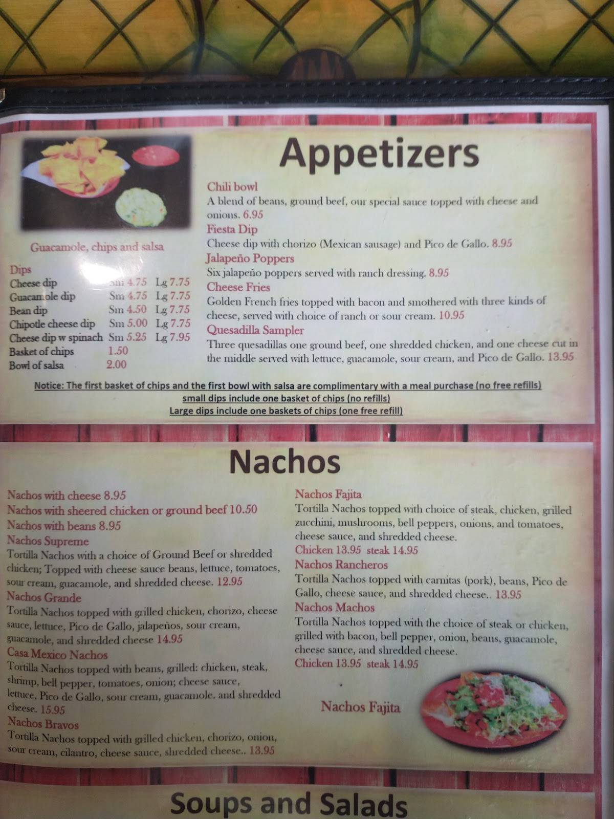 Menu at Casa Mexico Restaurant, Two Rivers