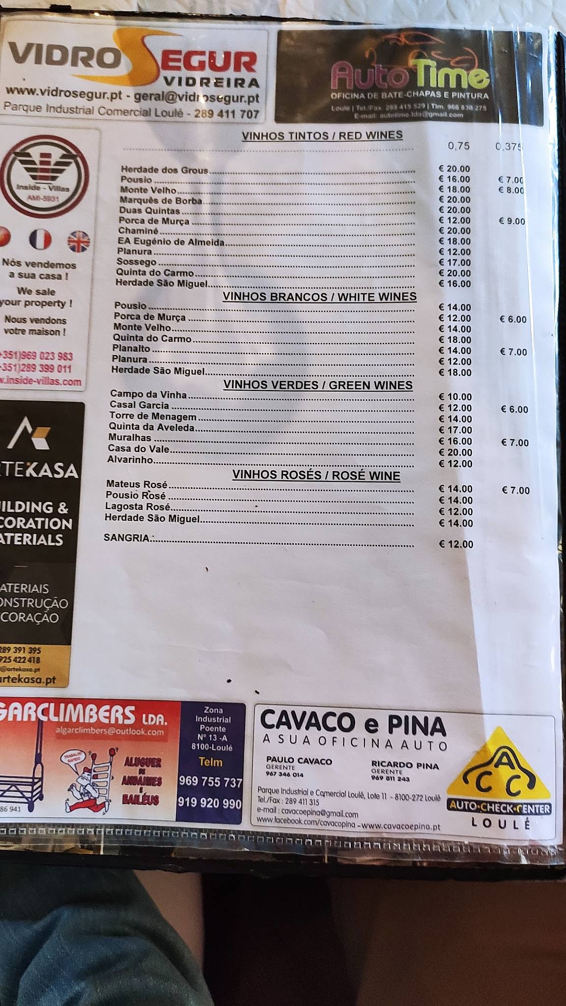 Menu at Casa de Pasto Formosa restaurant, Loulé, R. Dom Afonso Henriques 1
