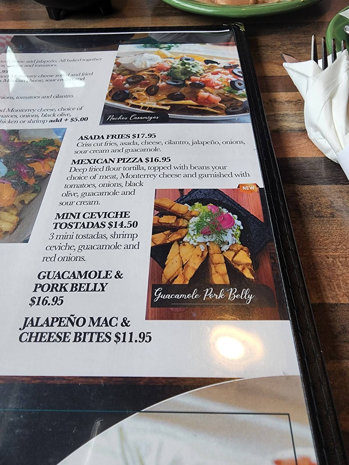 Menu at Casamigos restaurant, Keizer