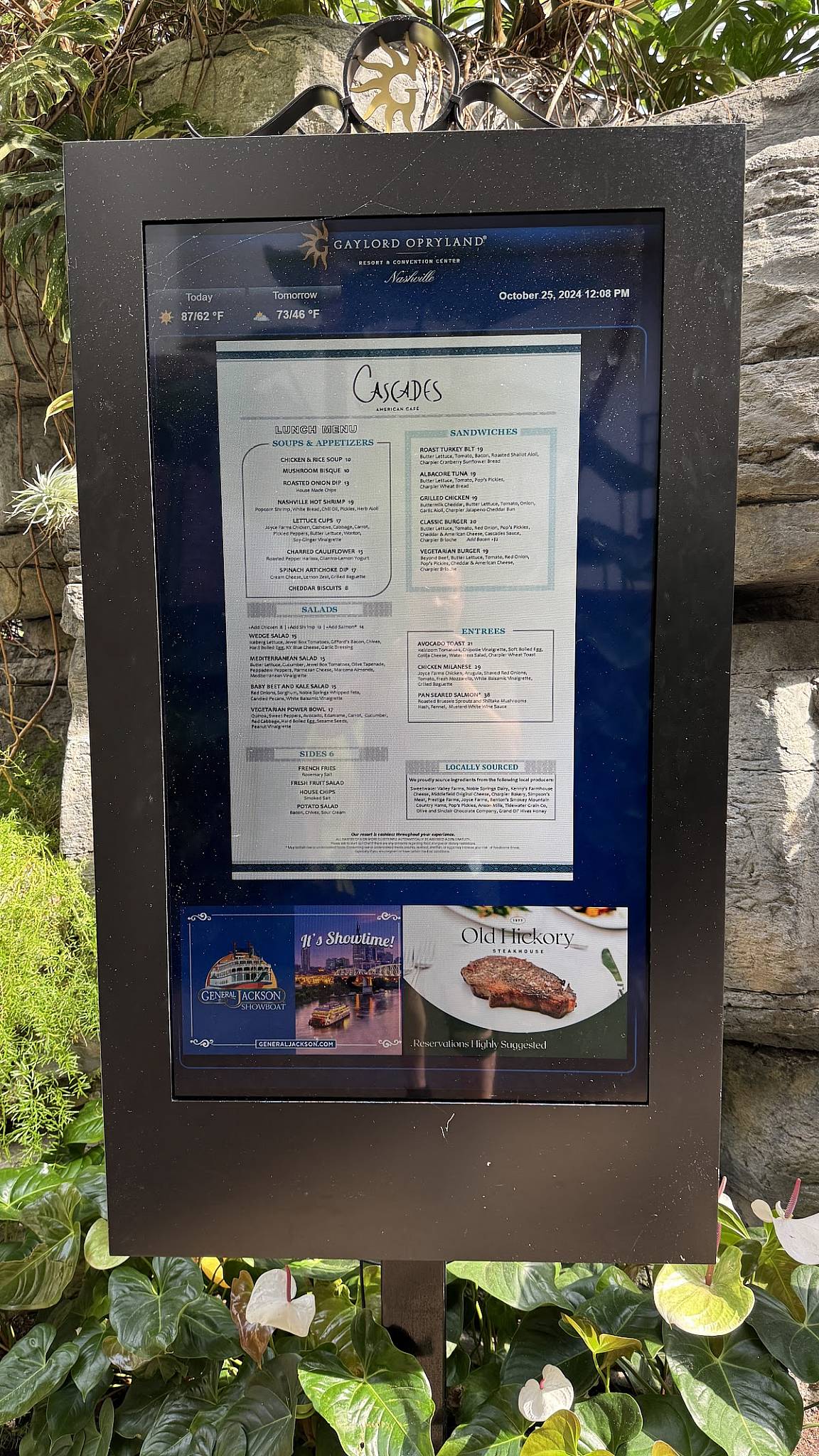 Menu at Cascades American Cafe, Nashville