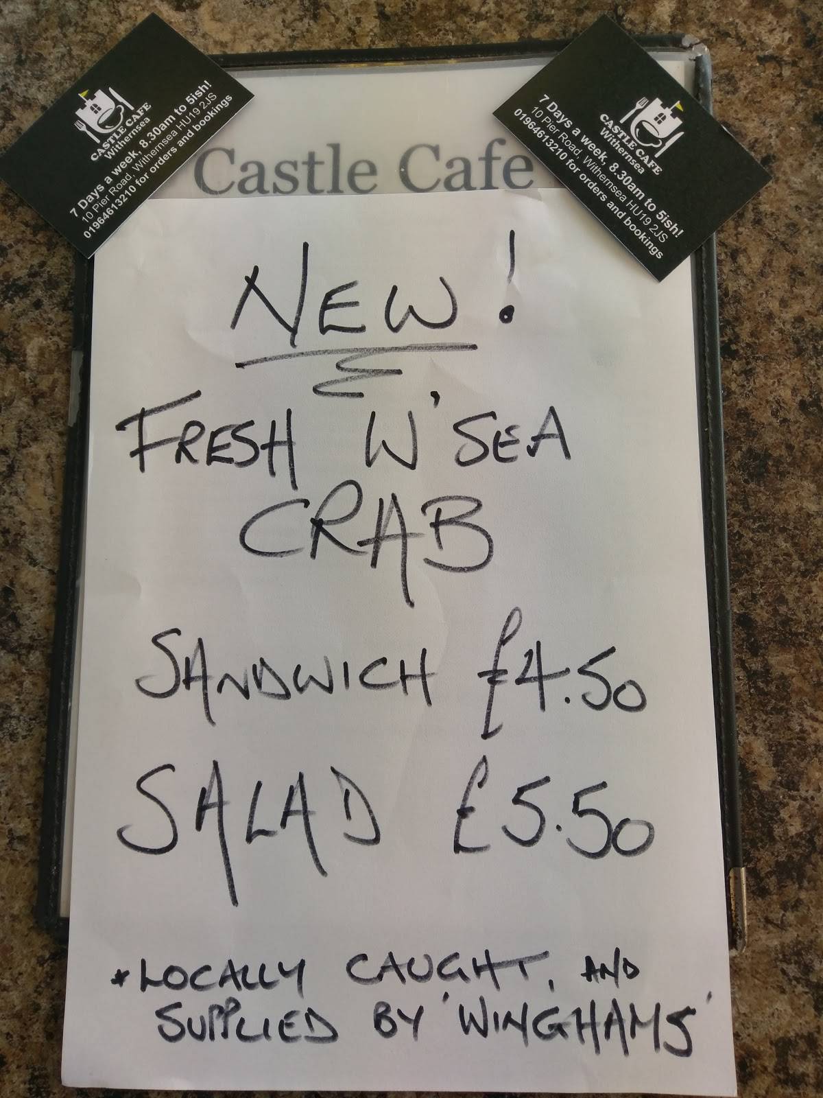 Menu at Castle Cafe Withernsea, Withernsea