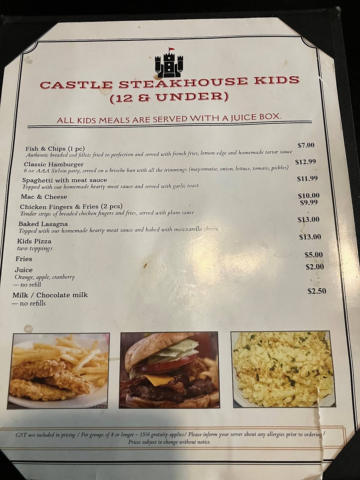 Menu at Castle Steakhouse, Wetaskiwin, 56 St
