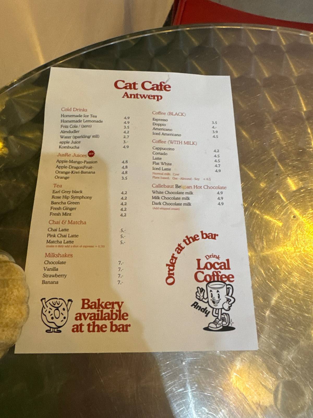 Menu at Cat Café Antwerp, Antwerp