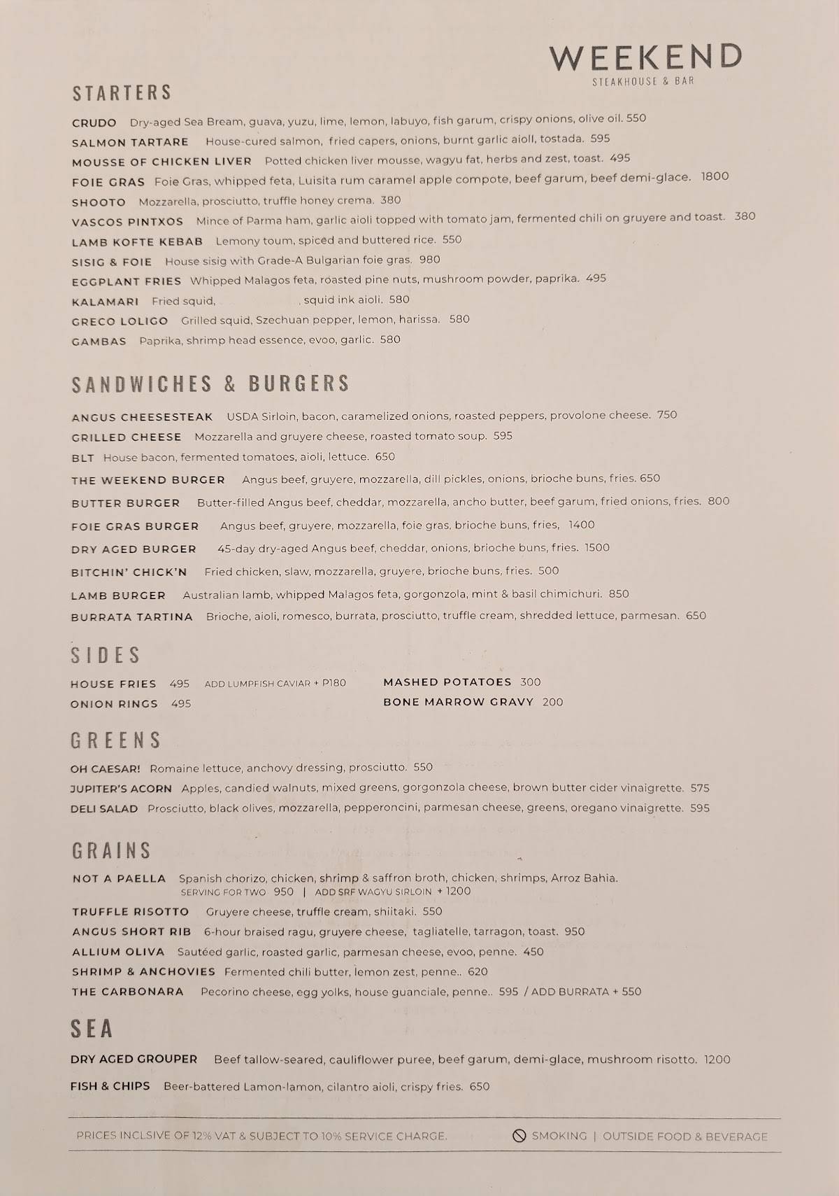 Menu at The Weekend pub & bar, Cebu City, 88th Ave