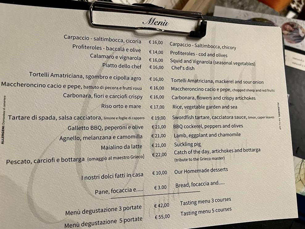Menu au Cecilia Santa Cucina pub et bar, Rome