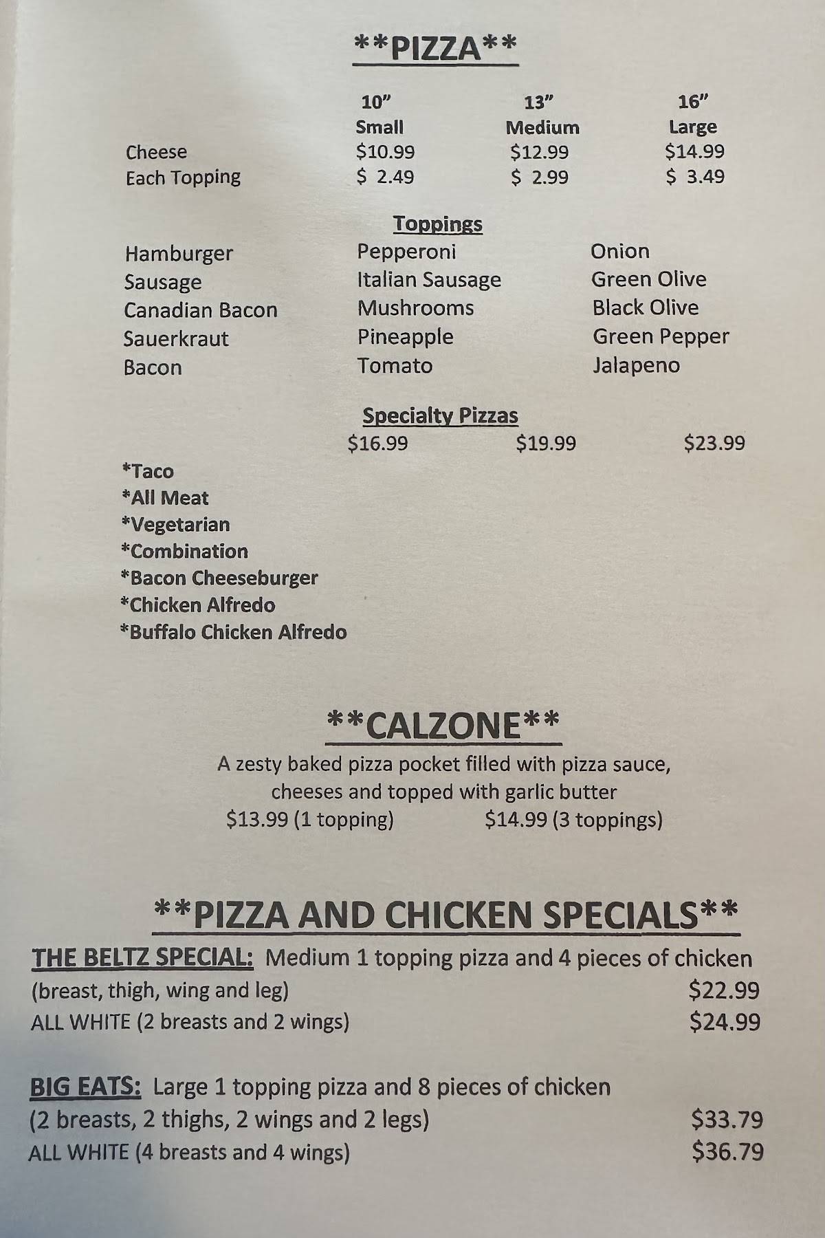 Menu at The Inn Restaurant and Bar, Cedar Rapids