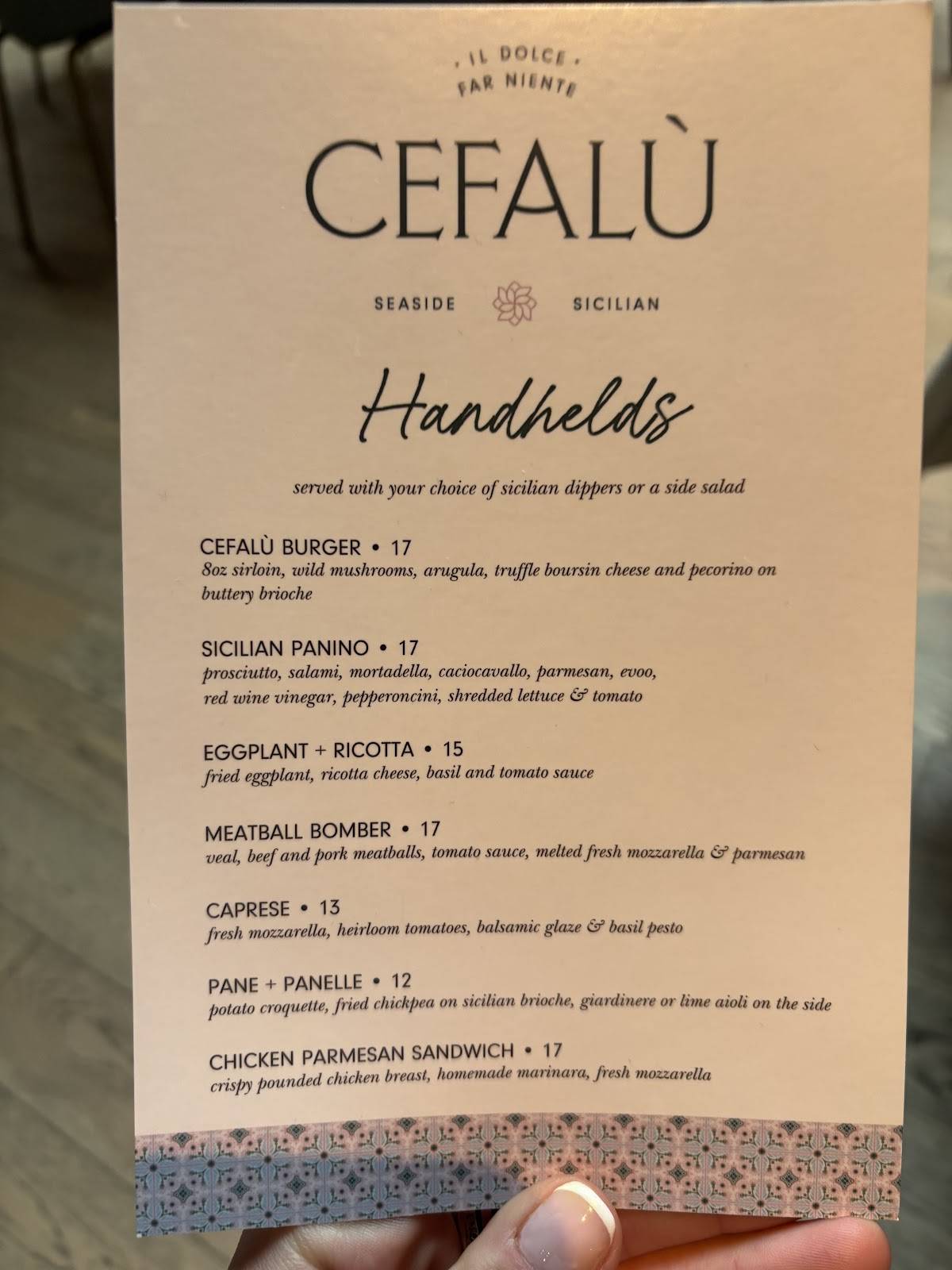 Menu at Cefalu Seaside Sicilian pizzeria, Elk Grove Village