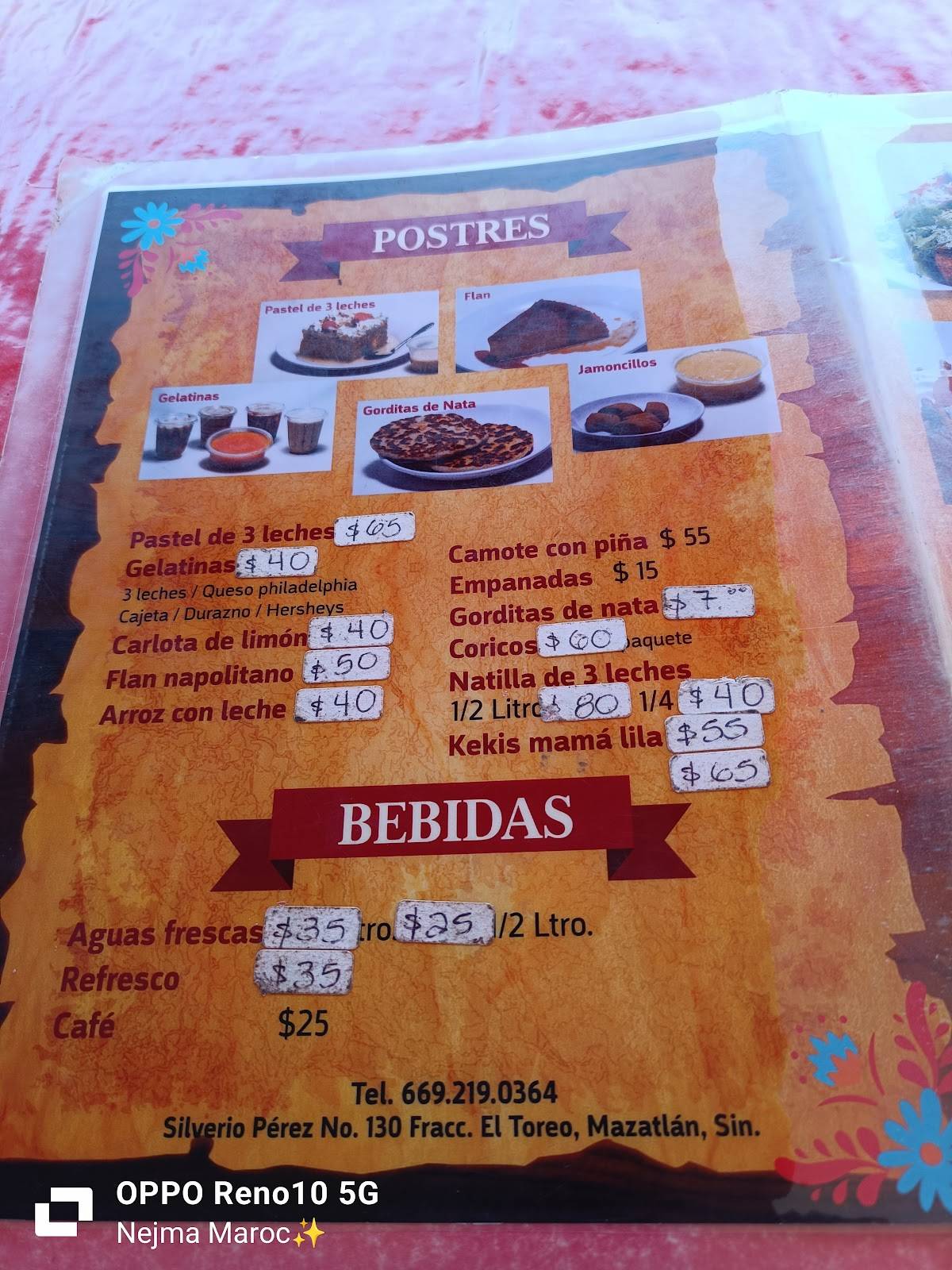 Carta del restaurante Cenaduria Julia Y Mayel, Mazatlán