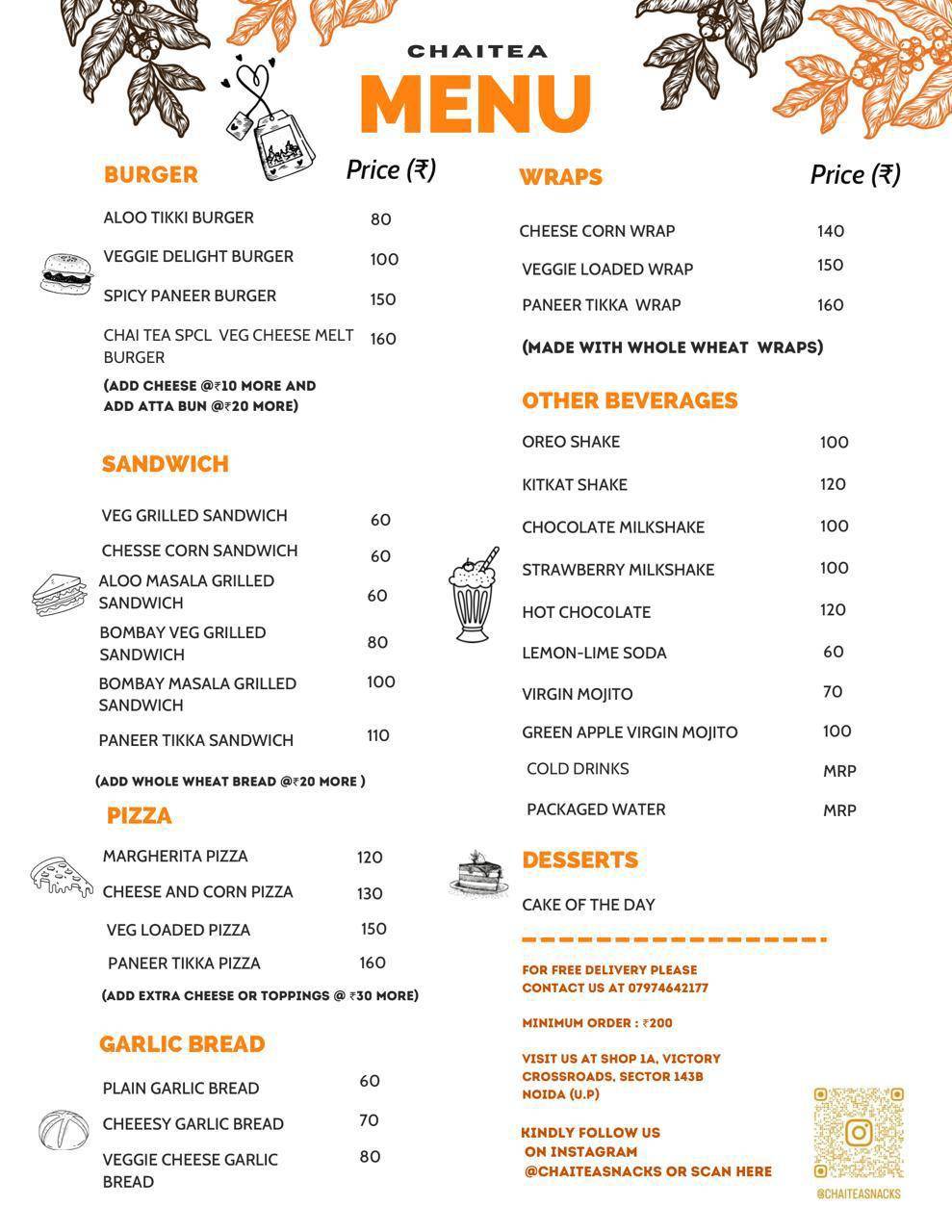 Menu at Chai Tea, Noida
