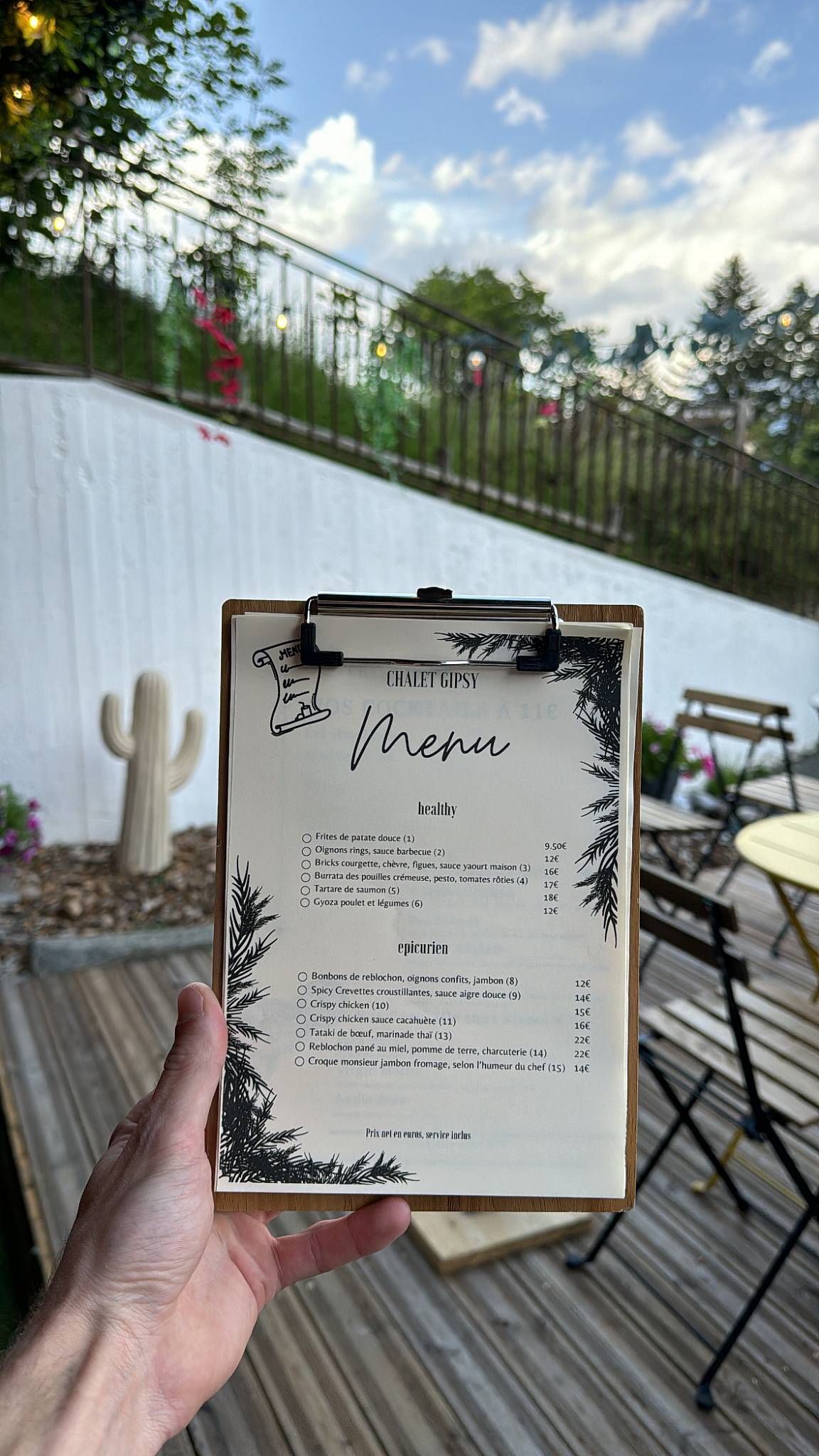 Menu au Chalet Gipsy restaurant, Combloux