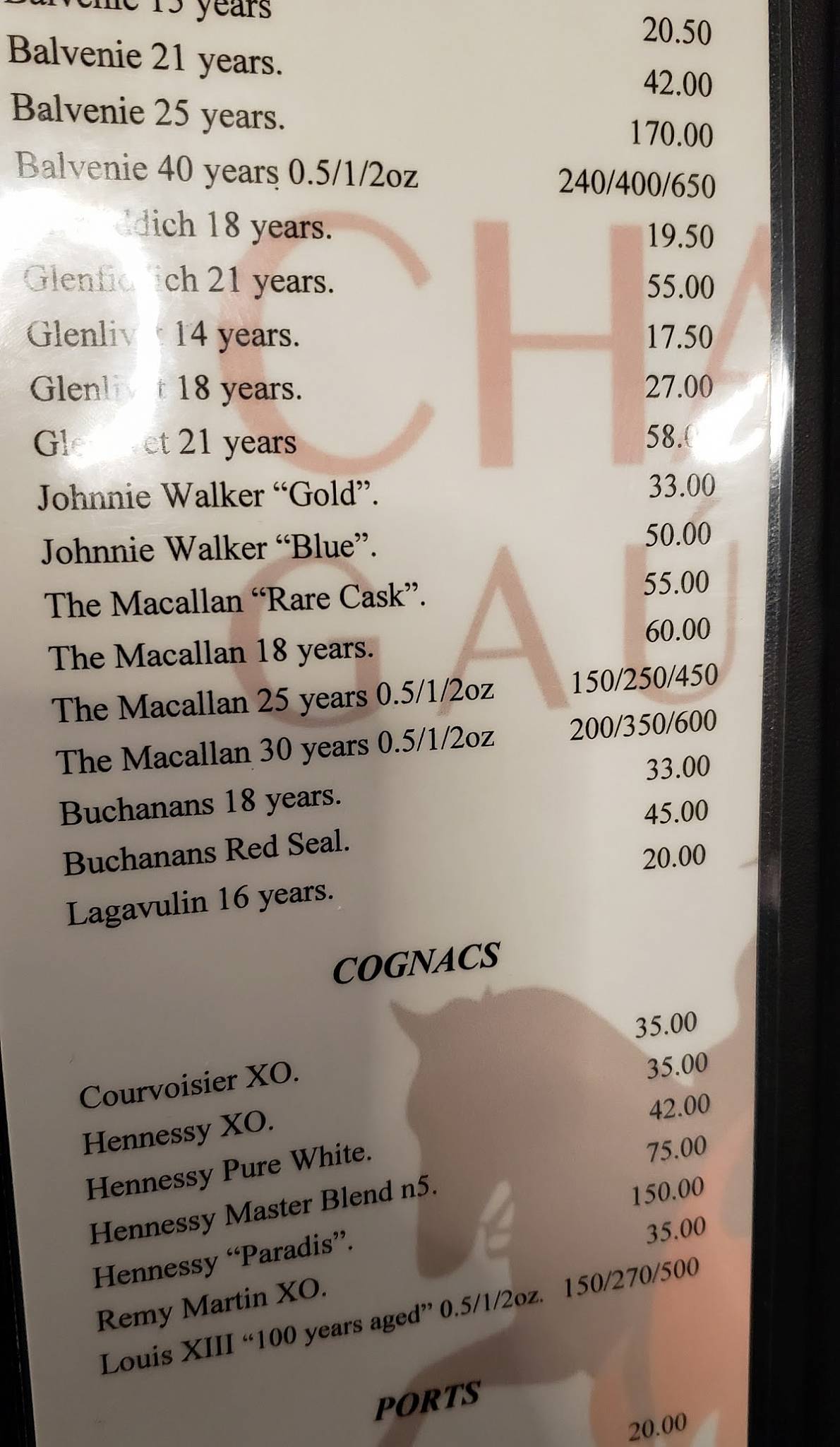 Menu at Chama Gaúcha Brazilian Steakhouse - Chicago, Downers Grove
