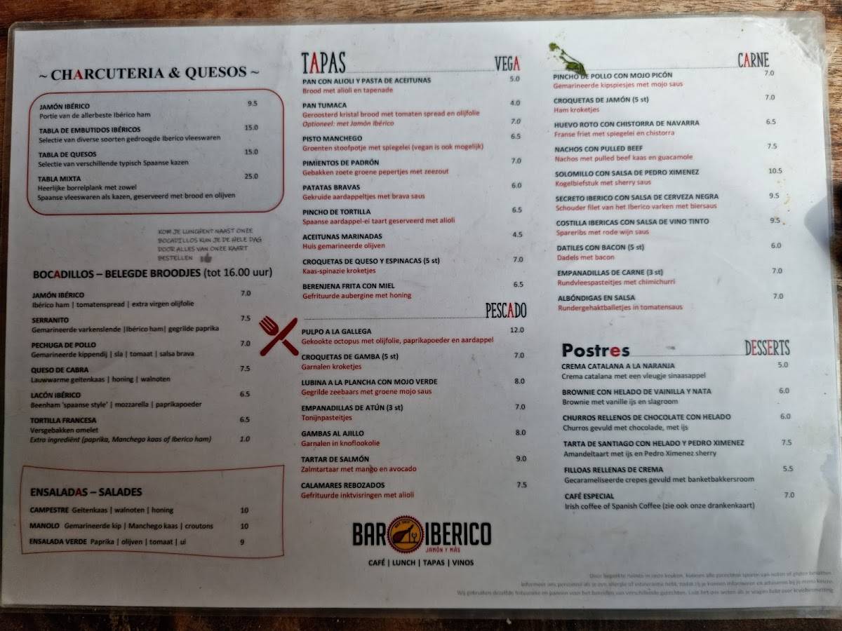 Menu at Champañeria Los Amigos pub & bar, Utrecht