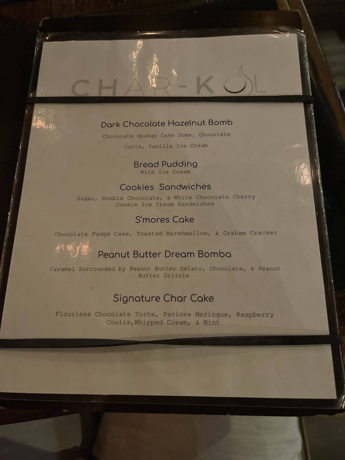 Menu at Charkol steakhouse, Freehold