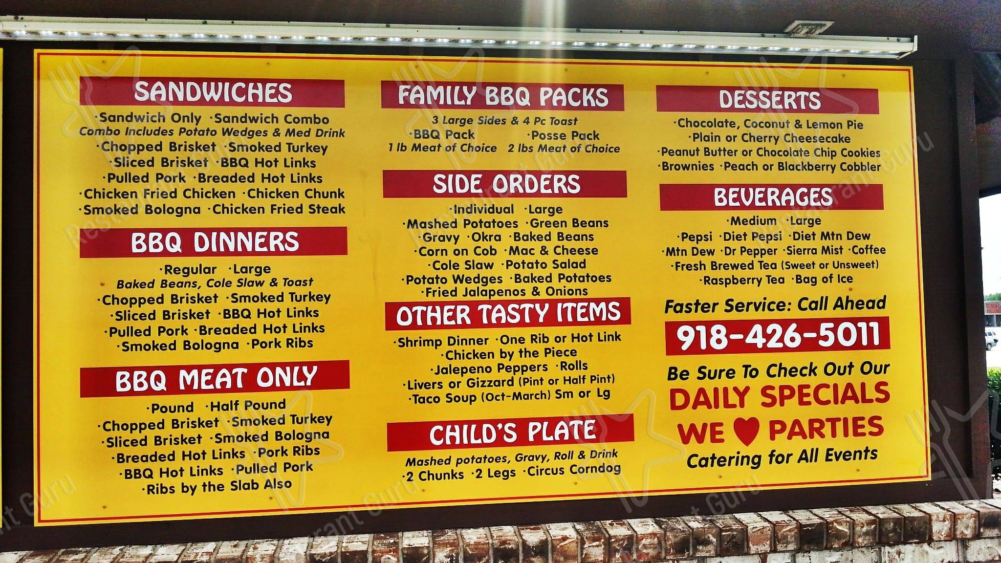 Menu at Charlie's Chicken & Barbecue, McAlester