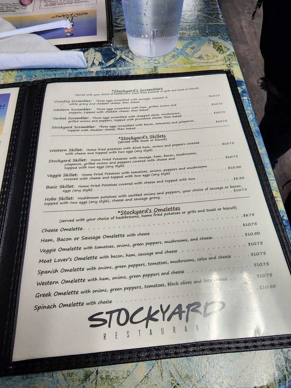 Menu at Stockyard Restaurant, Charlotte, Rozzelles Ferry Rd