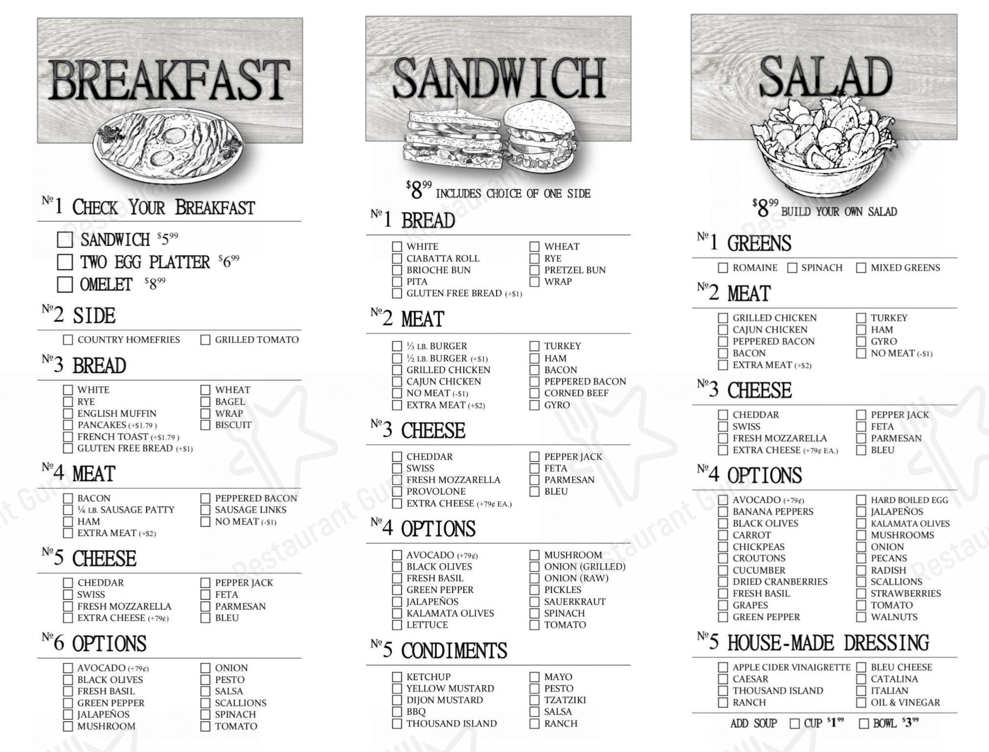 Menu at Check Please Cafe, Grafton