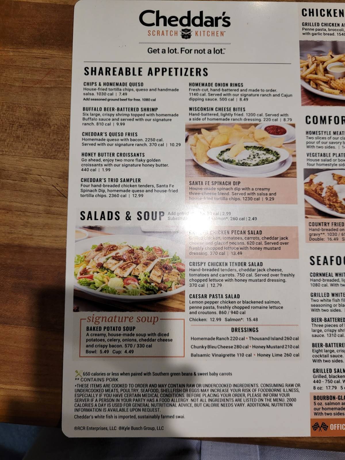 Menu at Cheddar's Scratch Kitchen restaurant, Daytona Beach, W ...