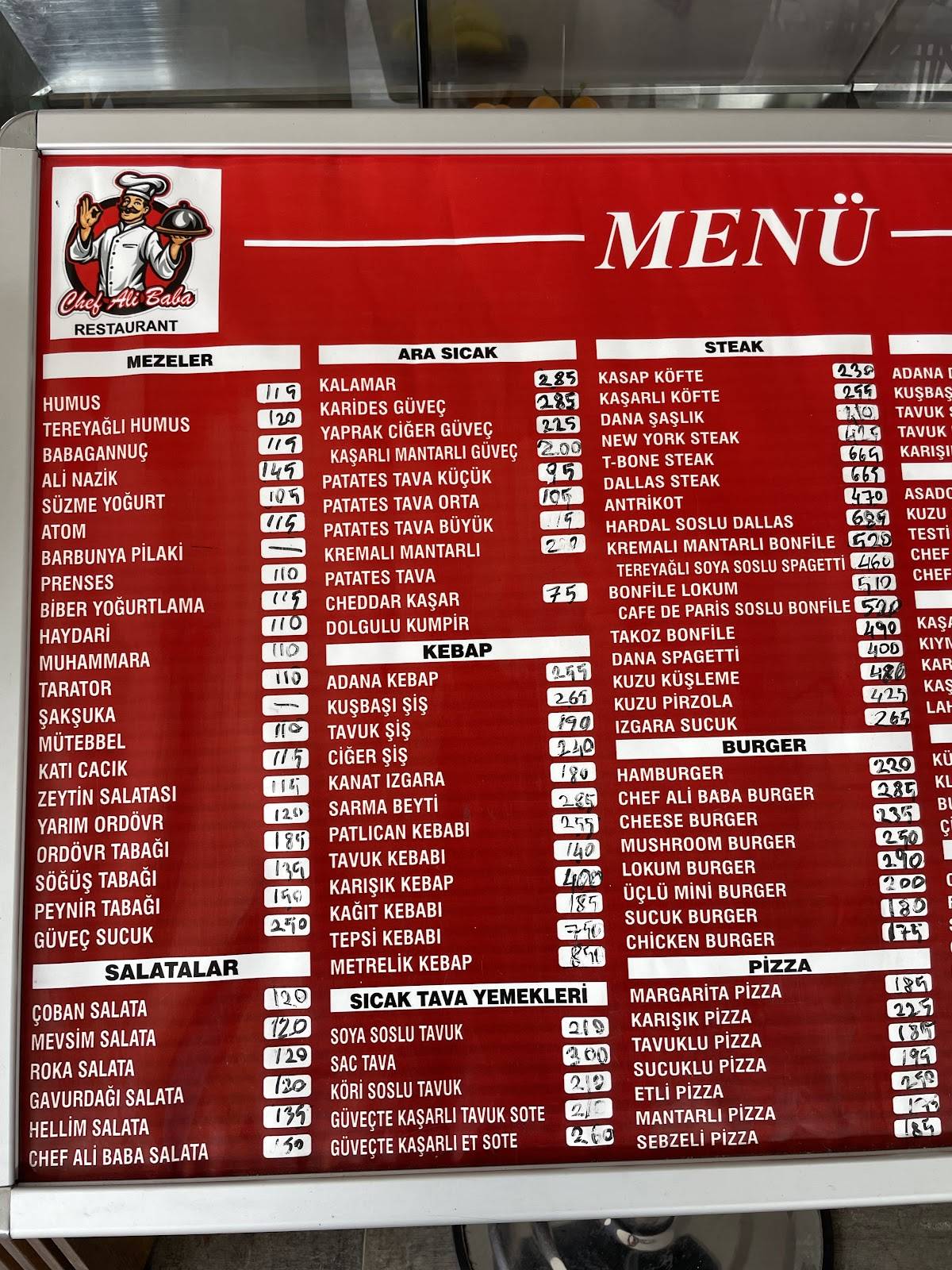 Menu at Chef Ali Baba Restaurant, Samandağ