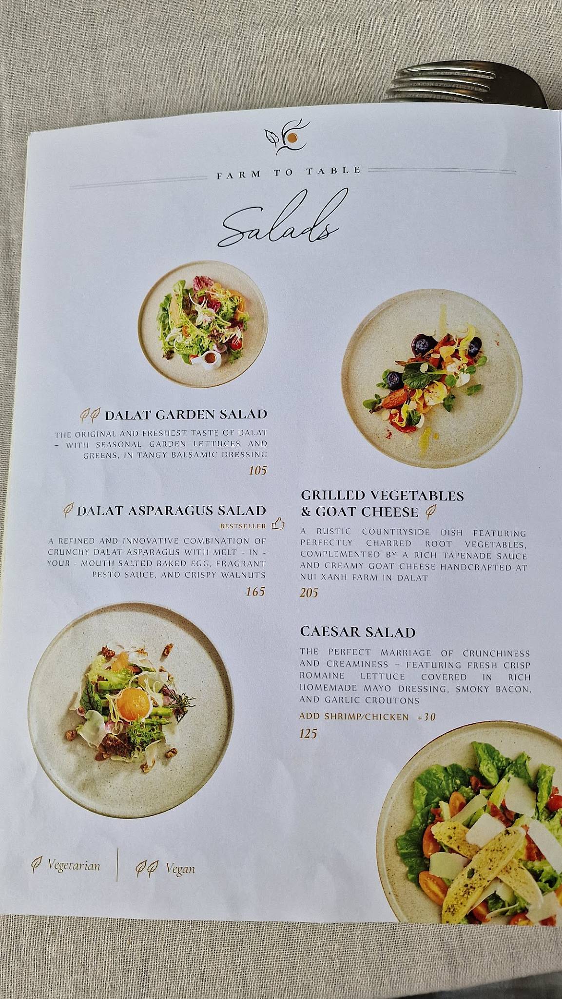 Menu at Chef's Dalat restaurant, Dalat, 156 Đường Phạm Ngọc Thạch