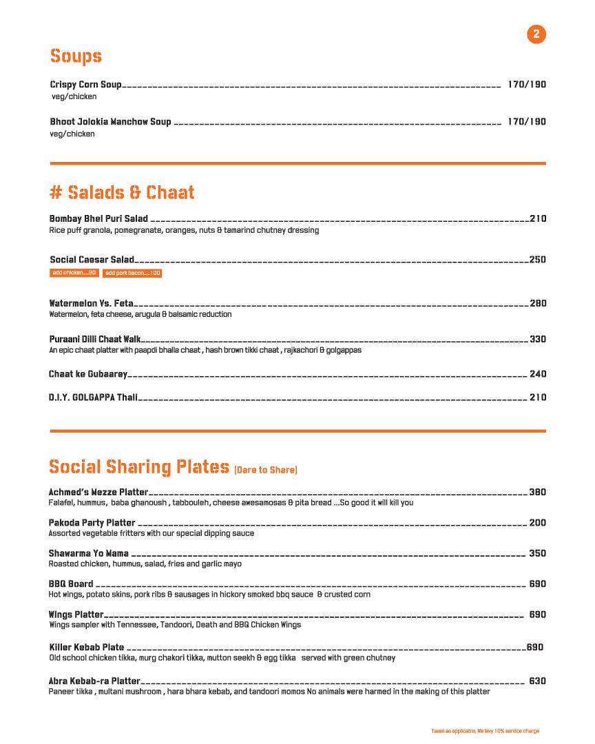 Menu at Chembur SOCIAL, Mumbai, CG Rd Natraj Compound