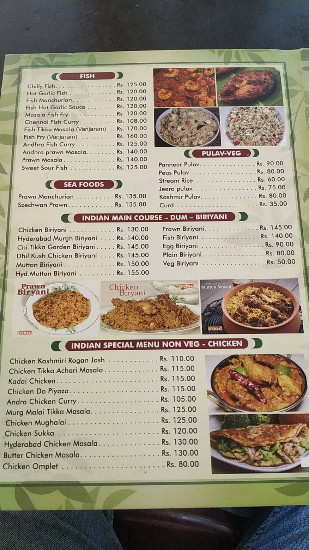 Menu at Garden Restaurant, Chennai, 3/192
