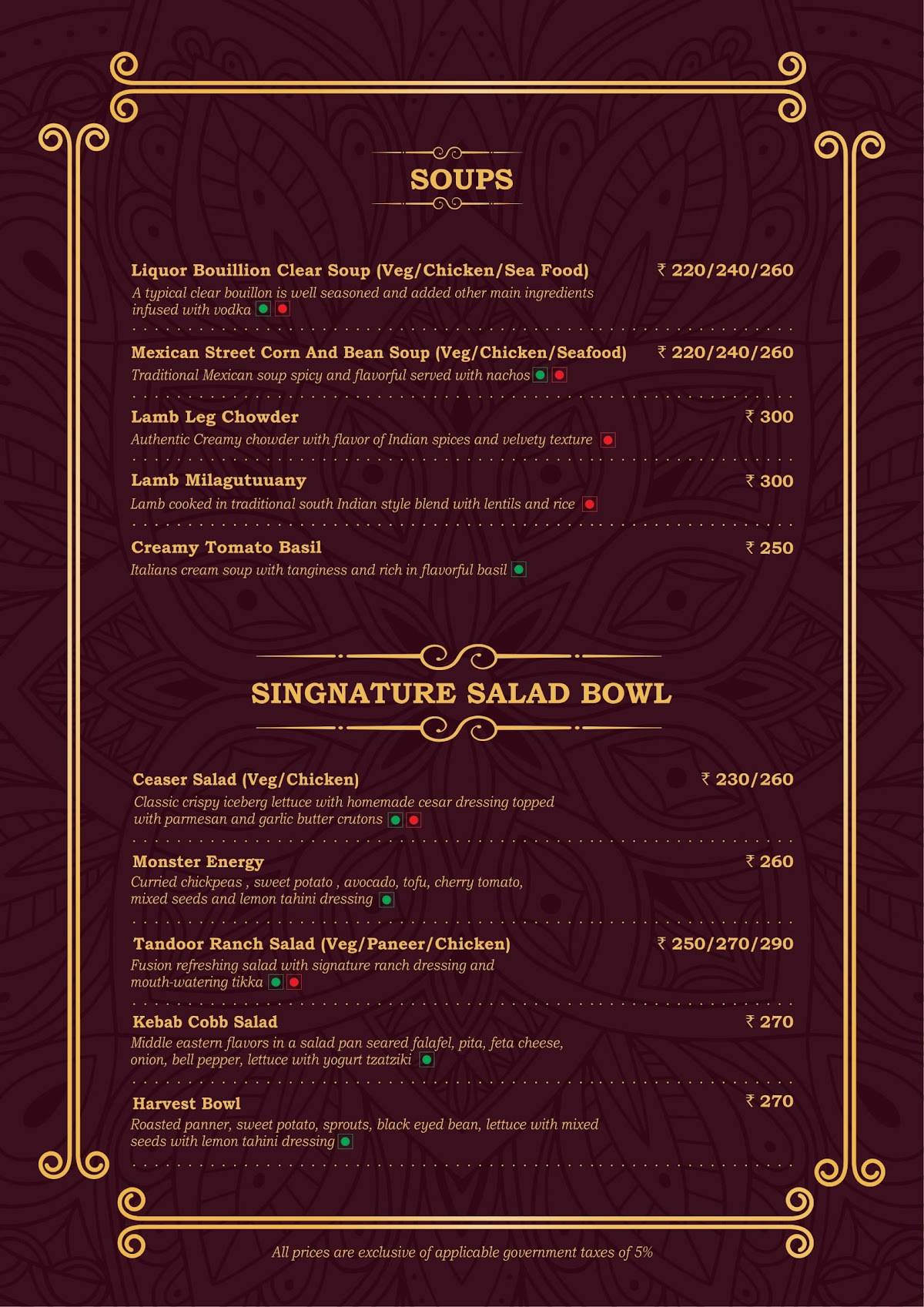 Menu at Pause Bar and Kitchen, Chennai, First Floor