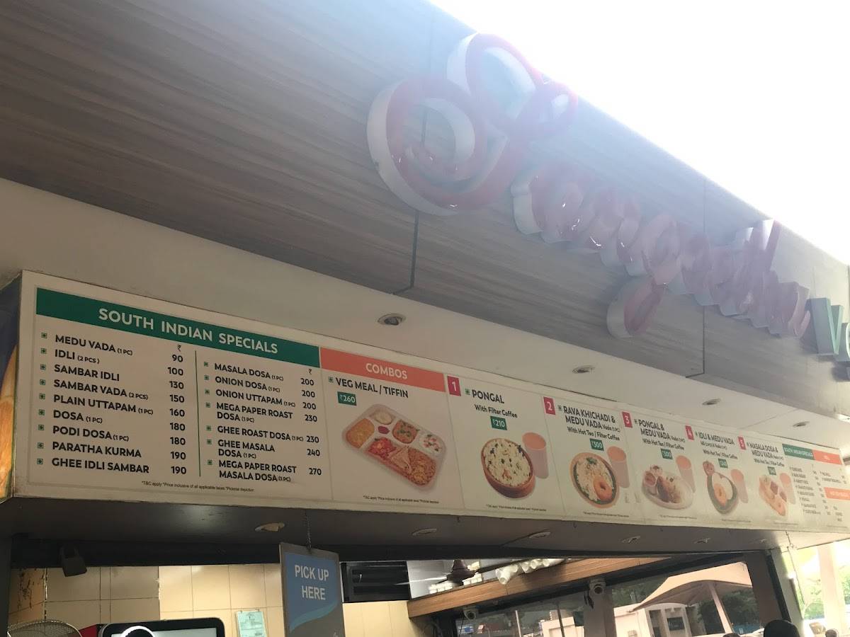 Menu at Sangeetha Veg, Chennai, X5M8+2CJ