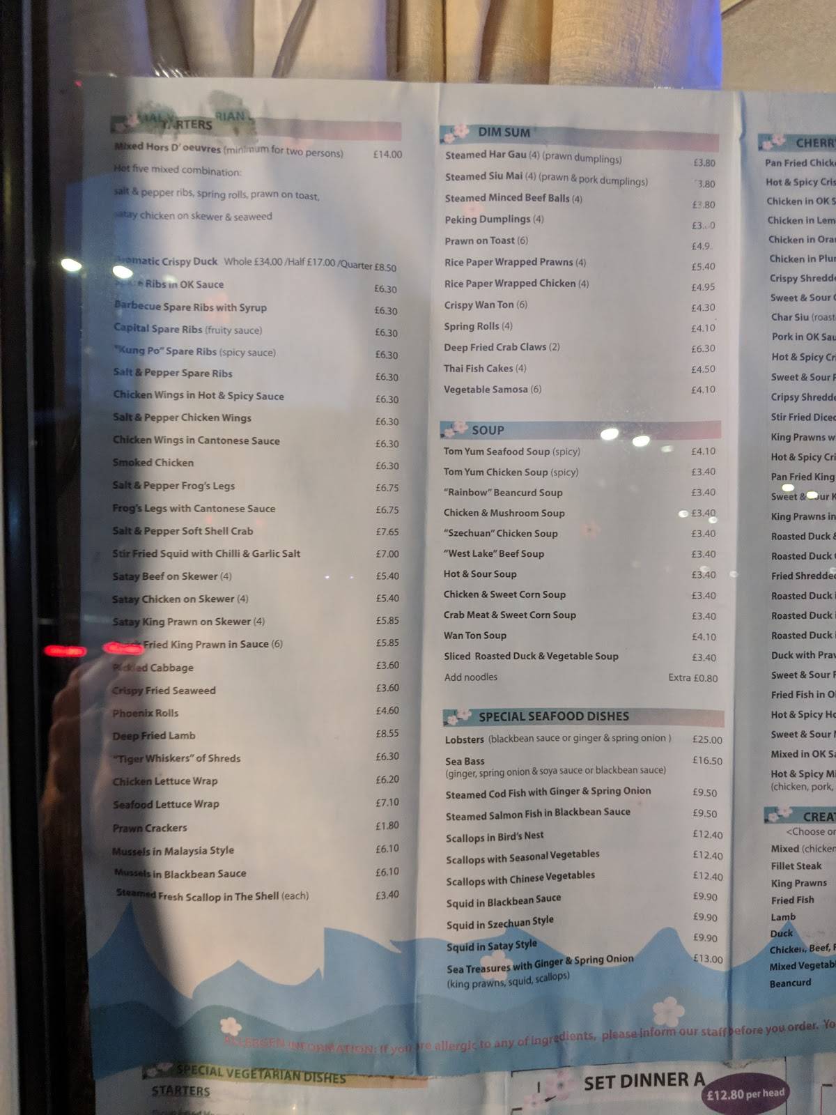 Menu at Cherry Tree restaurant, Altrincham, 309 Hale Rd