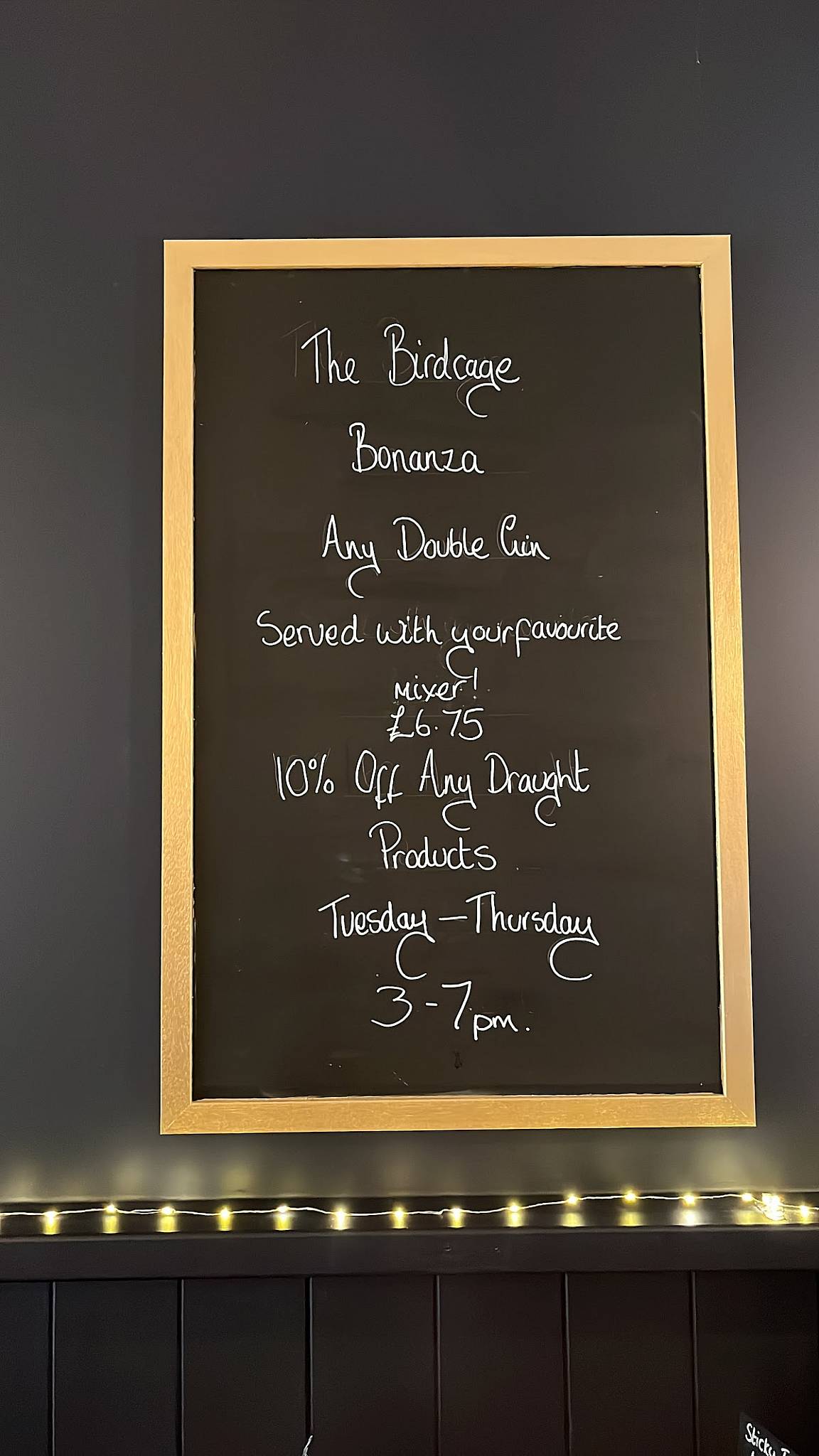 Menu at Birdcage at Derby road pub & bar, Chesterfield
