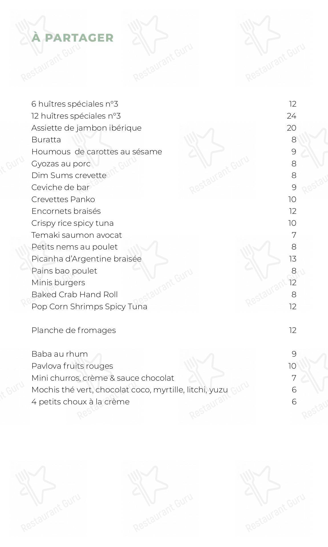 Menu au Chez Bob restaurant, Saint-Palais-sur-Mer