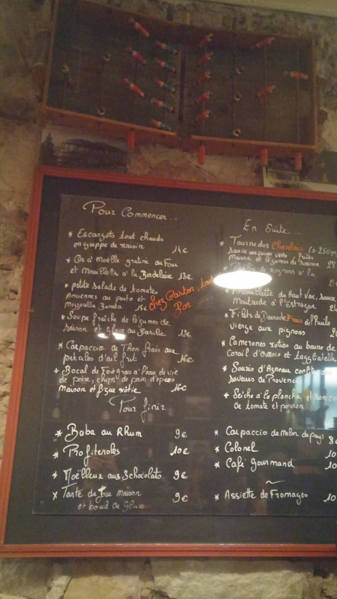 Menu au Chez Gaston restaurant, Saint-Raphaël
