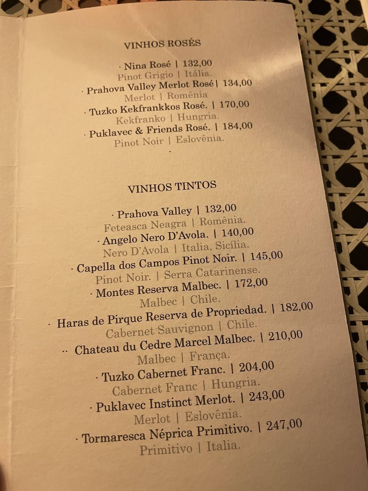 Menu em Chez Margot restaurante, Curitiba