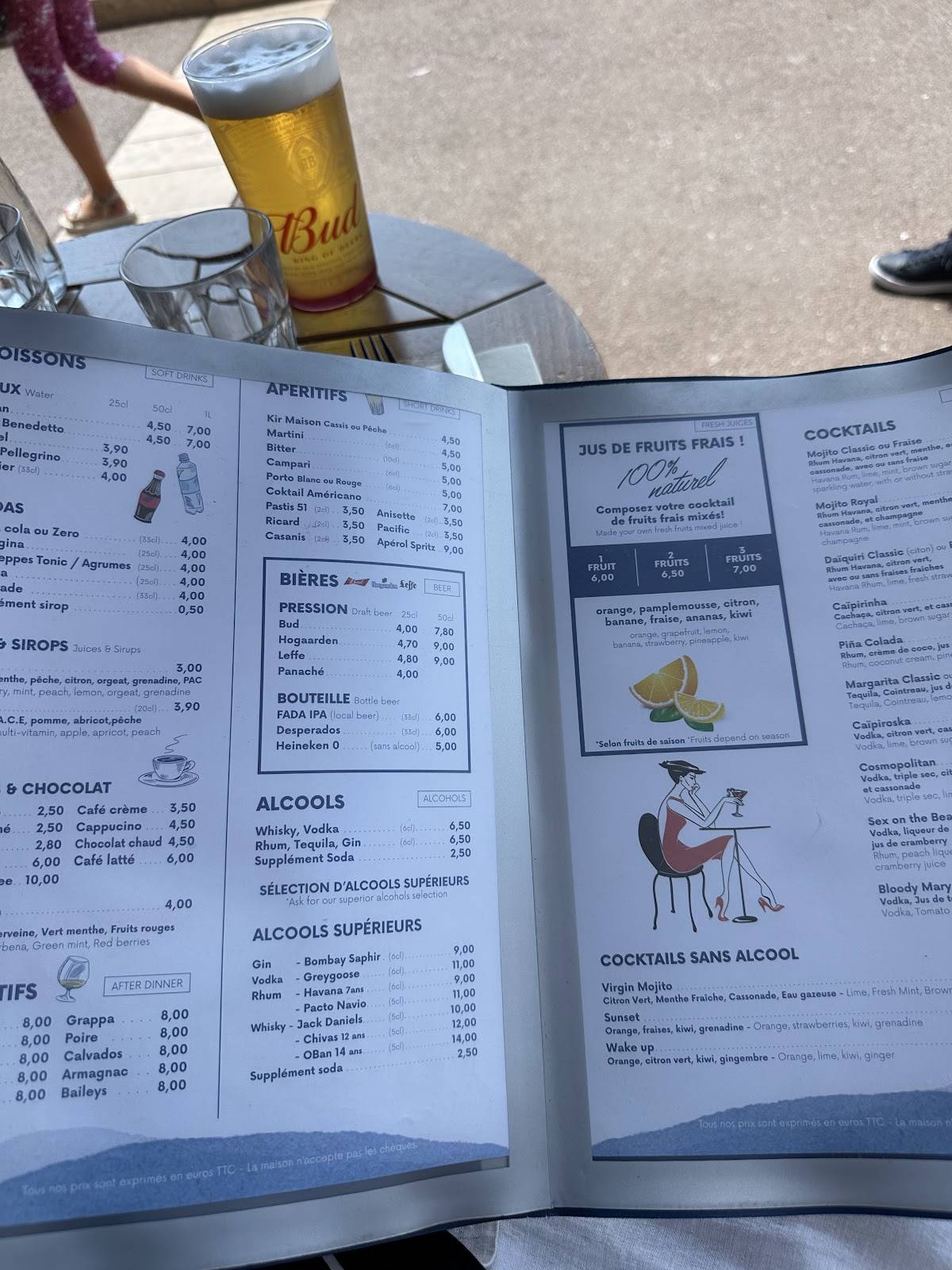Menu at Chez Roger restaurant, Marseille