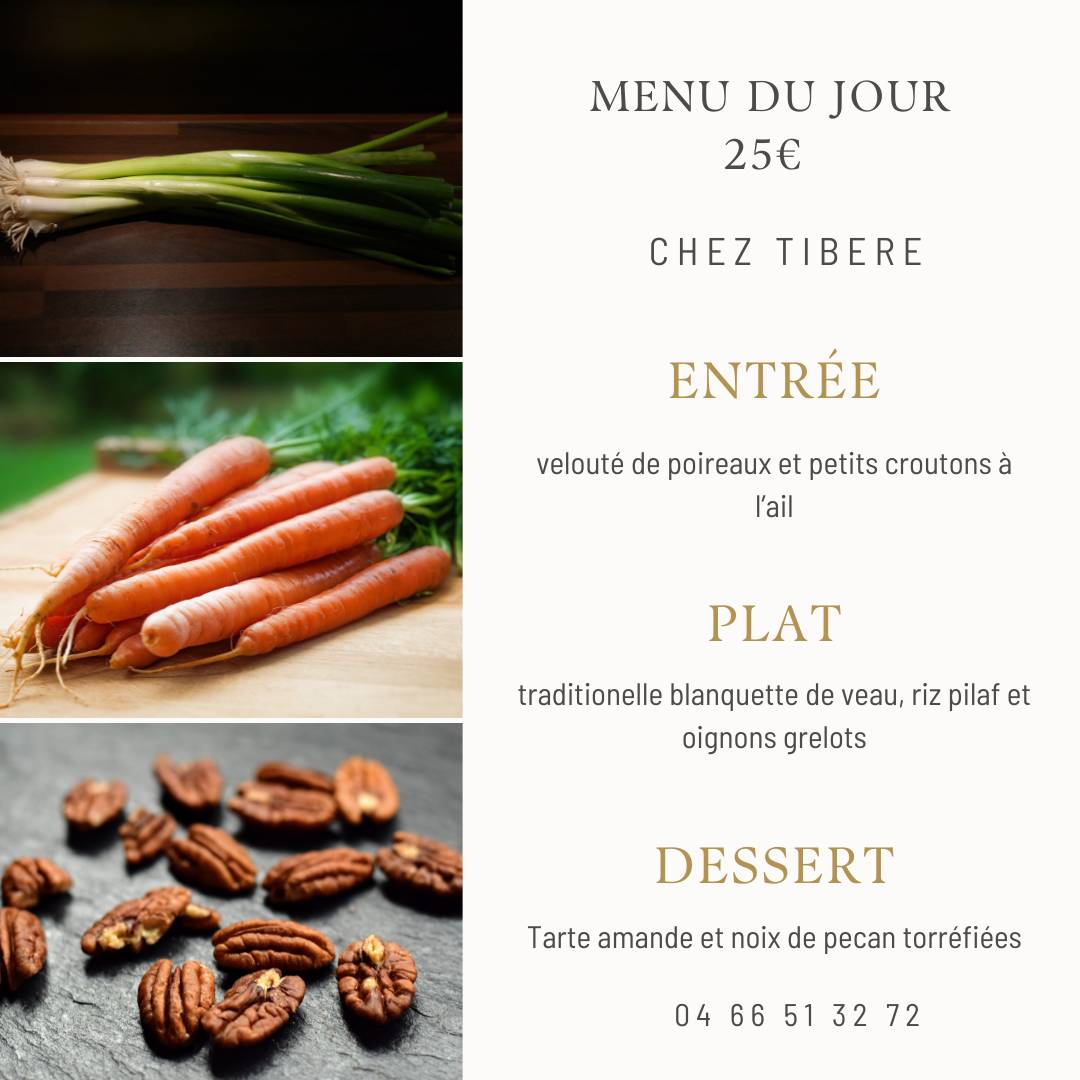 Menu au Chez Tibère restaurant, Sommières
