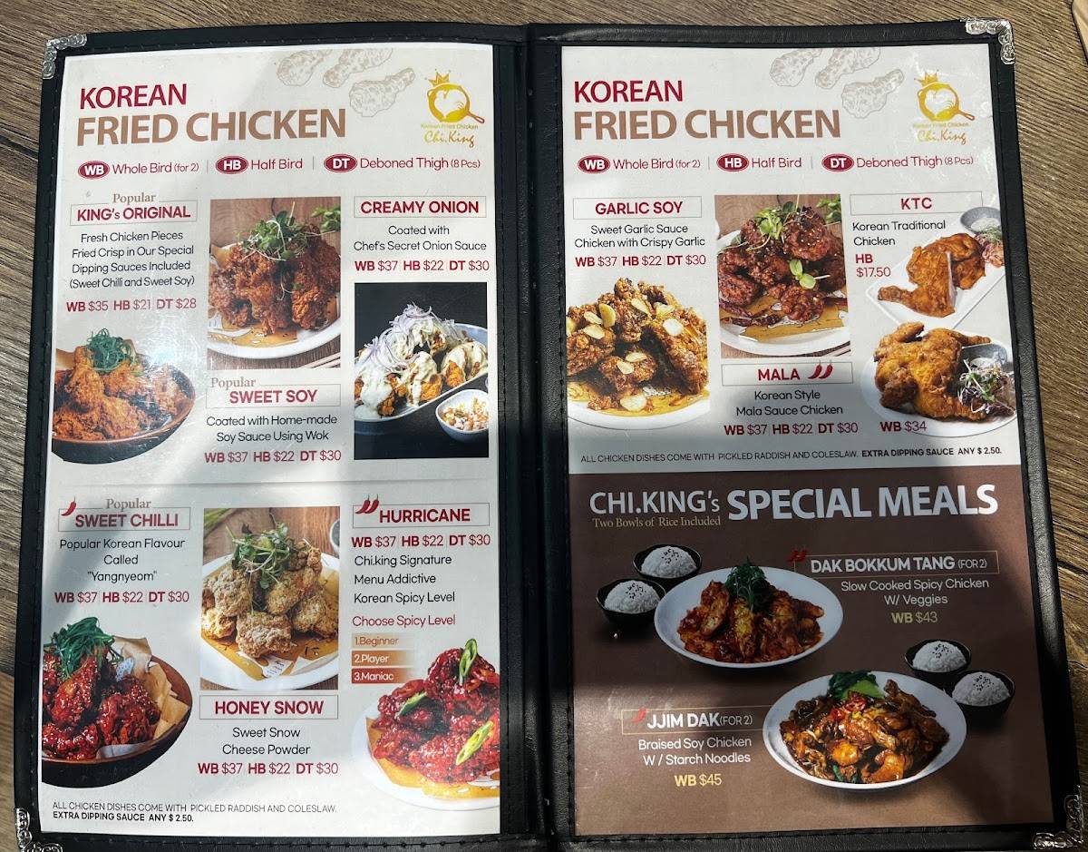 Menu at Chi.King Korean Fried Chicken at Castletown restaurant, Hyde Park
